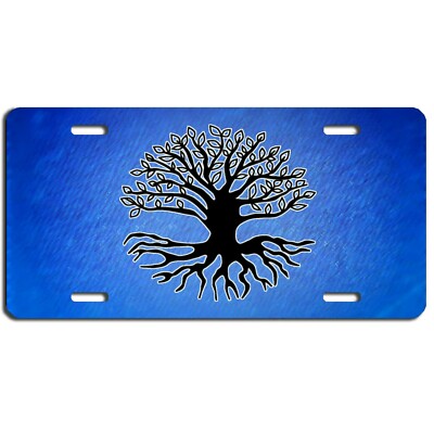 Tree of life vanity aluminum license plate black and blue car truck SUV ...