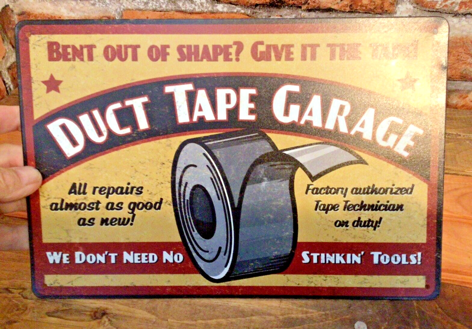 8"x12" Funny Vintage Style "Duct Tape Garage" Advertising Sign. A Great ...