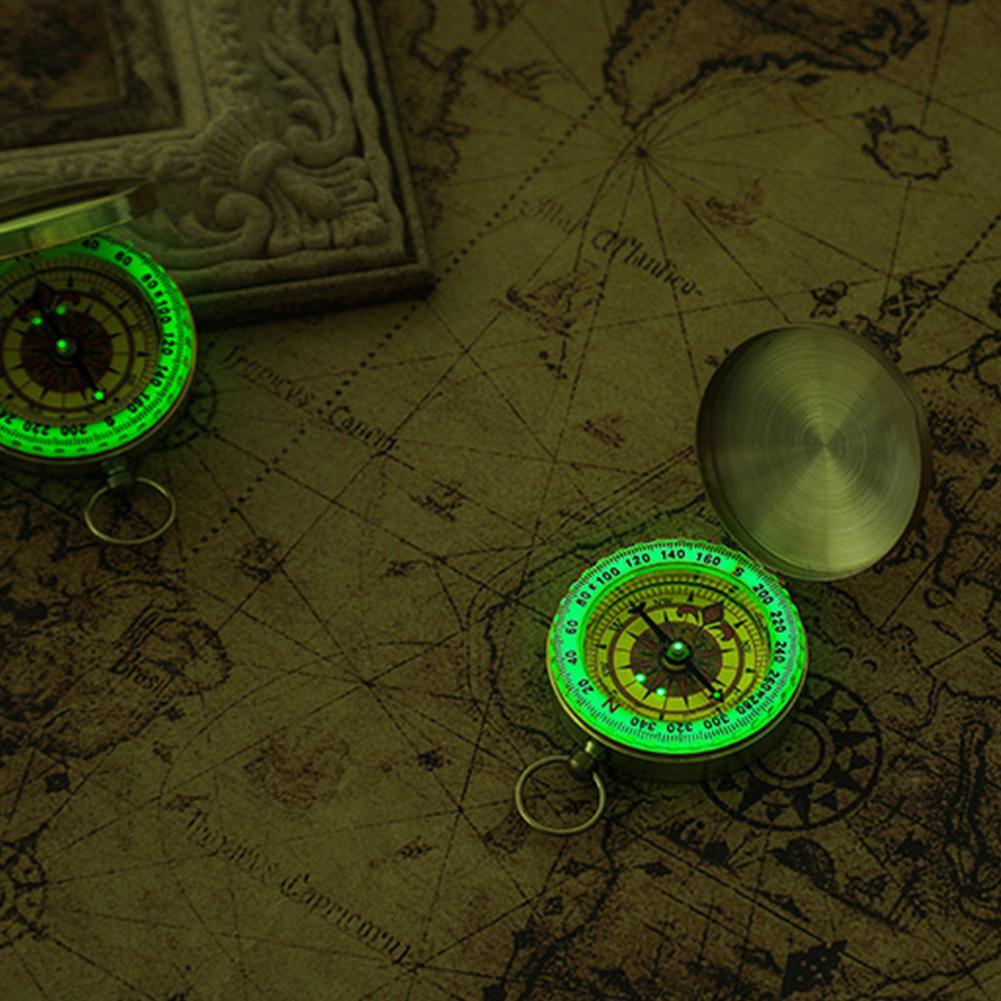 Mini Portable Copper Navigation Compass Outdoor Luminous Flip Compasses ...