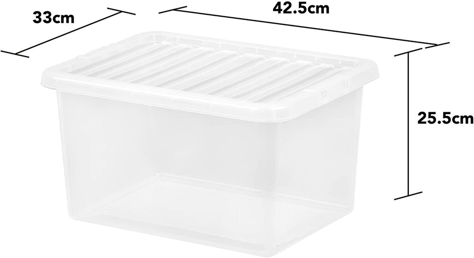 Wham Crystal Clear Plastic Storage Box Lid 31L|32L|37L|42L|45L Capacity ...