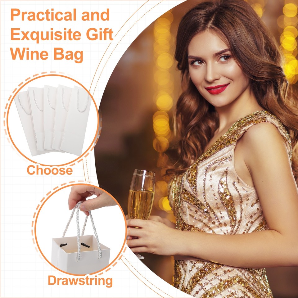 24Pcs Wine Gift Bags 3.7x3.5x14 Inch Paper Wine Bottle Gift Bag Bulk ...