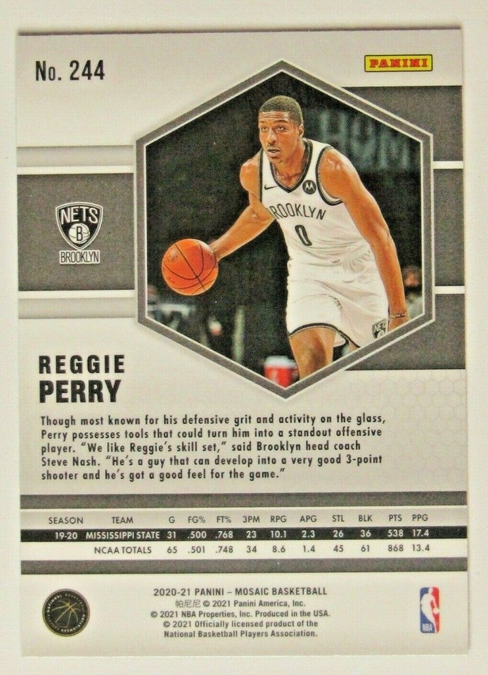 Reggie Perry RC 2020/21 Panini Mosaic NBA Basketball Brooklyn Nets | eBay