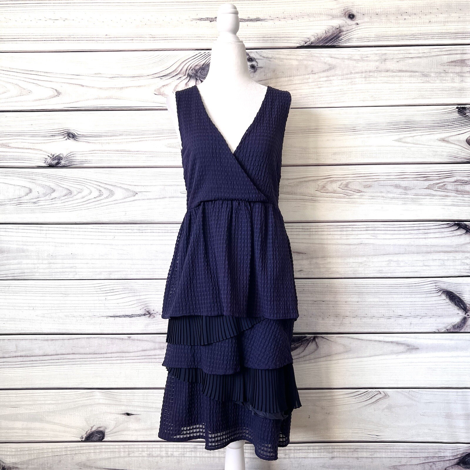 Anthropologie Ric Rac Navy Blue Tiered Layered V Neck… - Gem