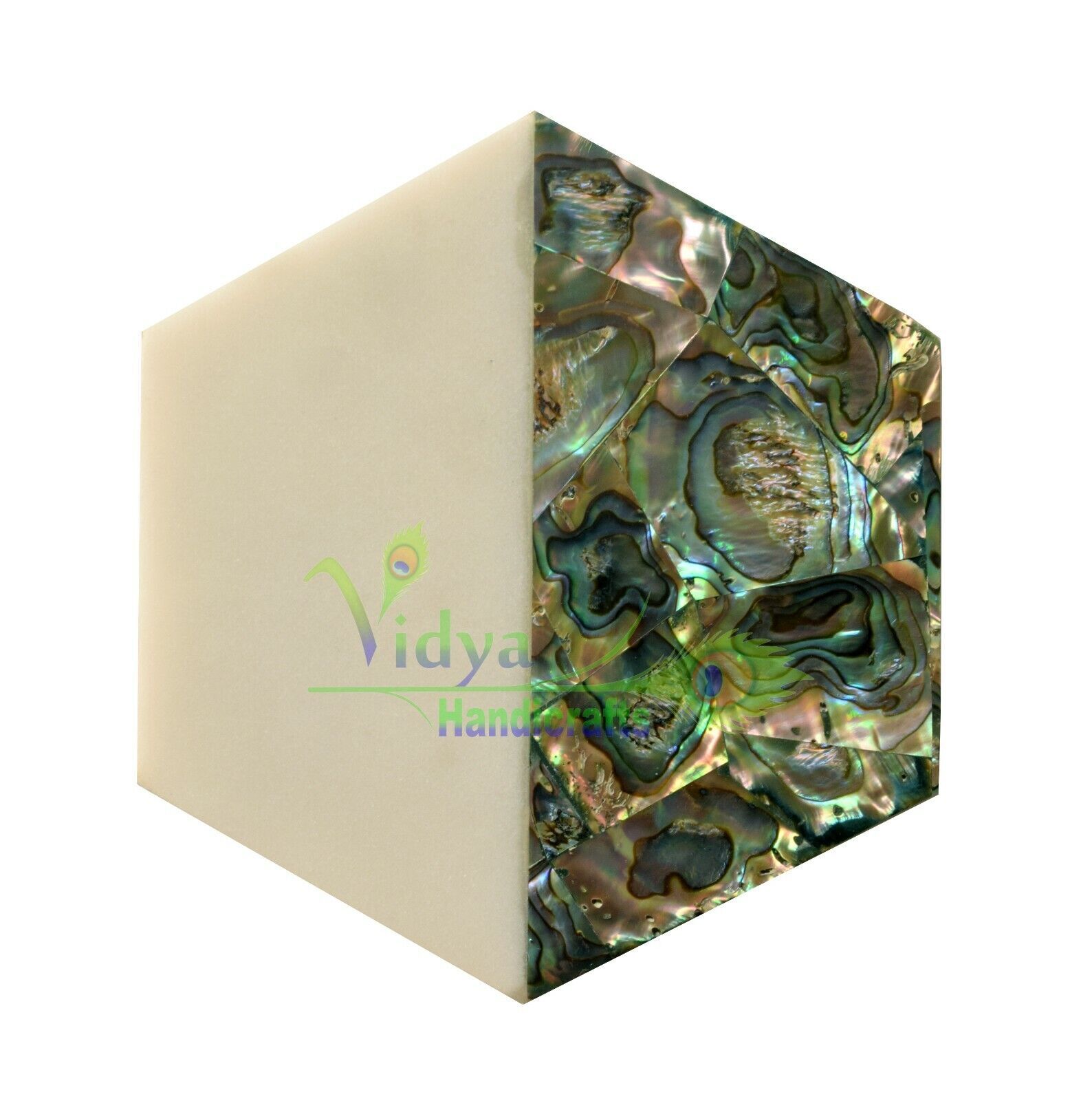 Marble Coaster Set Abalone Shell Inlay Handmade Decor Special Gift Made ...