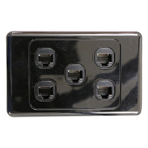 5 Gang Wall Plate Wallplate Clipsal Style RJ45 Cat 6 Data Network LAN ...
