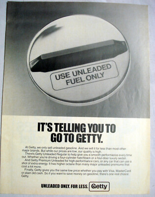 1984 Getty Unleaded Gasoline It's Telling You to Go Get Getty | eBay