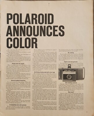 1963 Polaroid color film camera Vintage Ad 14 x 10 process | eBay