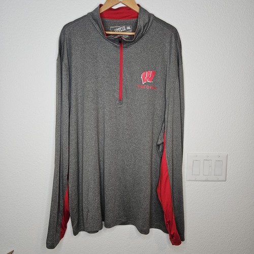 Wisconsin Badgers 1/4 Zip Pullover Jacket, 3XL, Gray Red | eBay