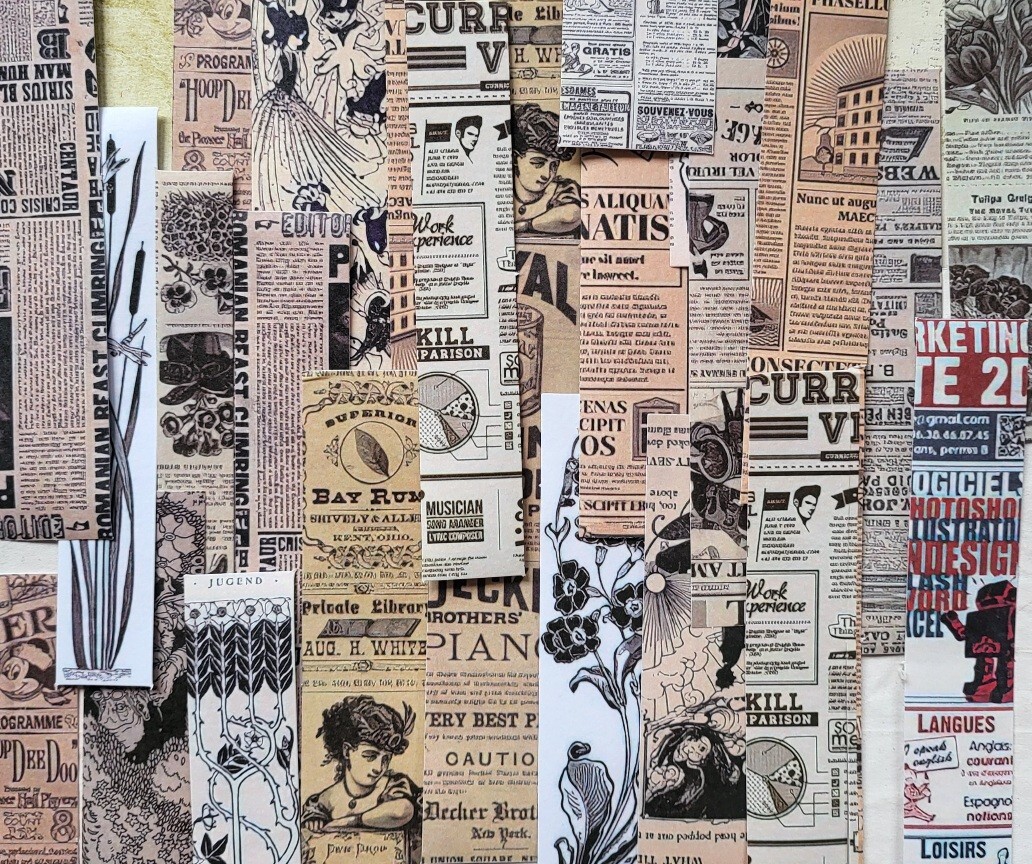 Retro vintage newspaper magazine adds Junk Journal Stickers Stripe 40 ...