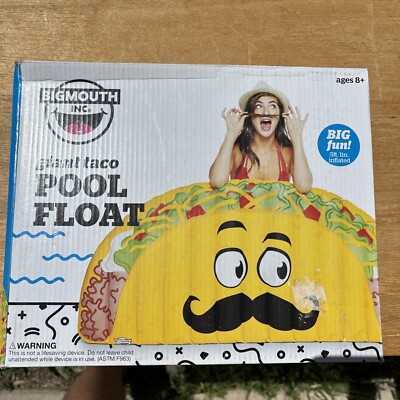 GIANT TASTY TACO by Bigmouth Inc. Over 5' Ft Wide Inflatable Swimming ...