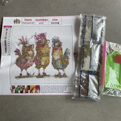 (194) Brand New Diamond Painting Kit, Diamond Art 3 Chickens 20cm X ...