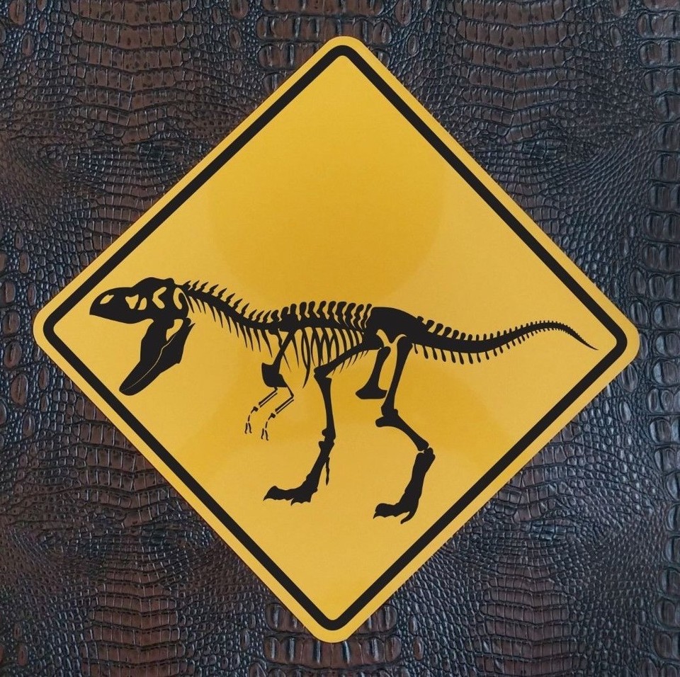 T REX - CROSSING SIGN - Tyrannosaurus Skeleton Decor - Dinosaur Art ...
