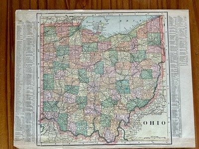Original Vintage Large 1899 Ohio State Color Map/11x14 | eBay