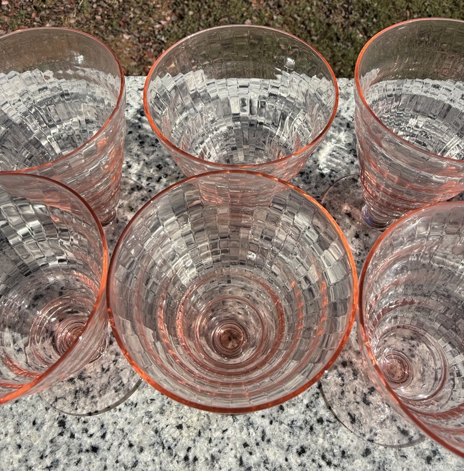 Utility Glass Works Cambodia Ware Pink Juice Glasses SET of 10!!! | eBay