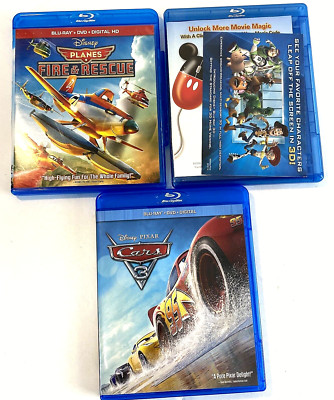 3 Blue-Ray Animated Disney Movies Toy Story 3, Cars 3, Planes - Fire ...