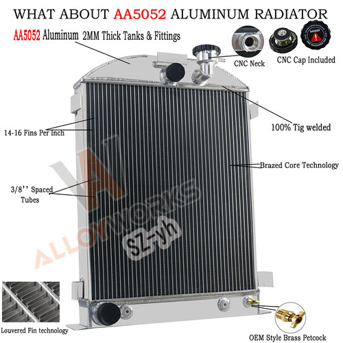 Aluminum 3-Rows Radiator For Ford Model A Grill Shells Ford V8 Engine ...