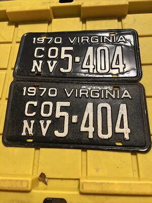 1970 Virginia License Plate Conv 5- 404 | eBay