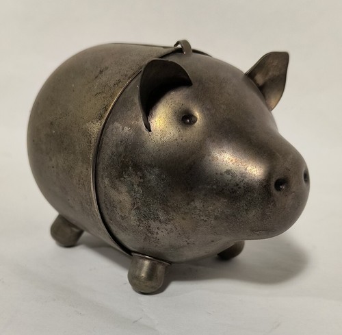 VINTAGE MID-CENTURY MCM NAPIER ATOMIC SILVER PLATED PIG PIGGY COIN ...