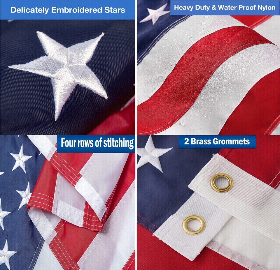 2X US USA American Flag 2x3 Luxury Embroidered United States Flag ...