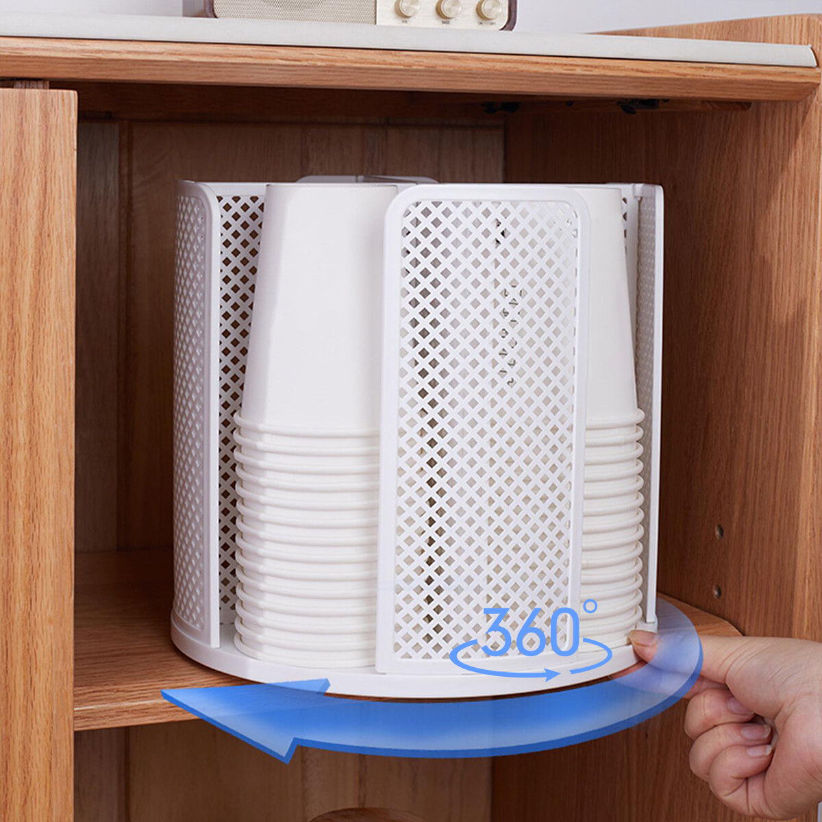 Cup Dispenser 360° Rotatable 4 Compartment Cups and Lids Holder ...