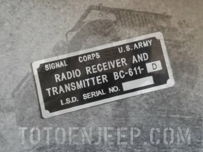 plate plaque radio us ww2 BC611 D2 ALU jeep WILLYS scr 536 . | eBay