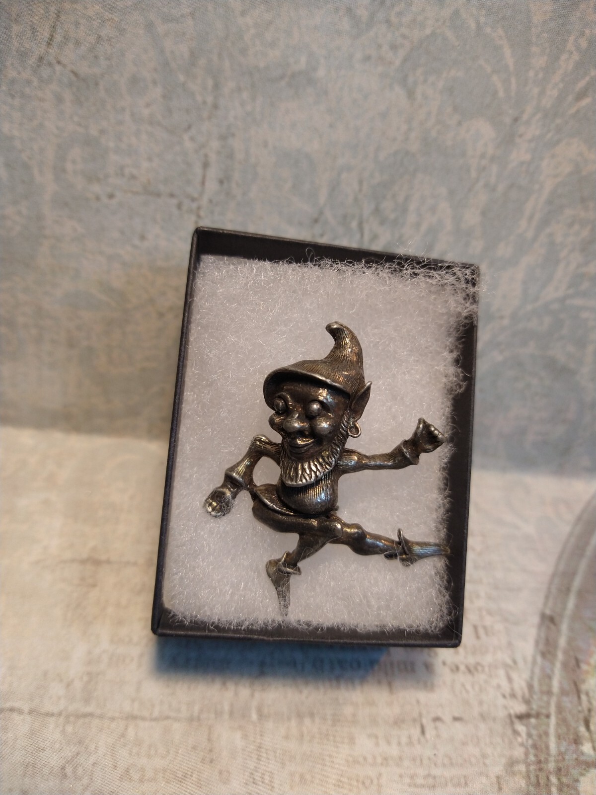 Vintage Pewter Figural Pixie Sprite Elf Leperacon Bro… - Gem