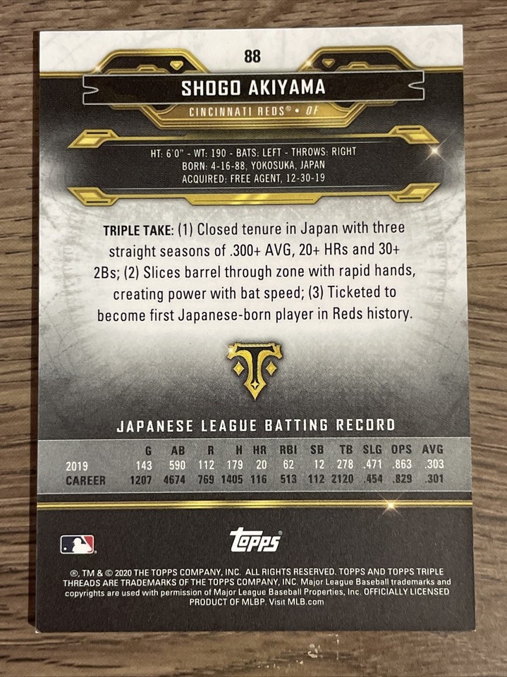 2020 Topps Triple Threads Emerald #88 Shogo Akiyama /275 | eBay