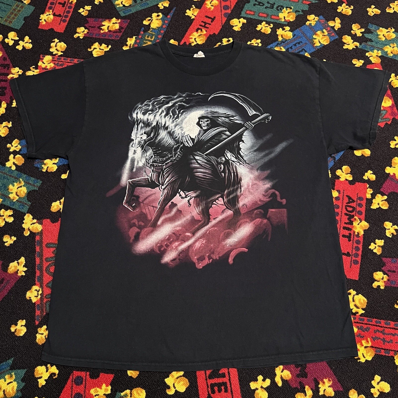 Grim Reaper Death Rider Horseman Graphic Tee Shirt / … - Gem