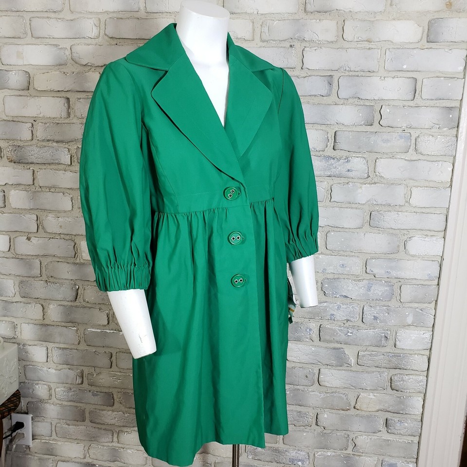 Nine west womens dress coat jacket S kelly green pleated waist career ...