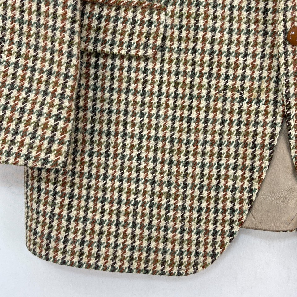Harris Tweed Jacket Mens 40L Brown Houndstooth Dunn & Co Hacking Sports ...