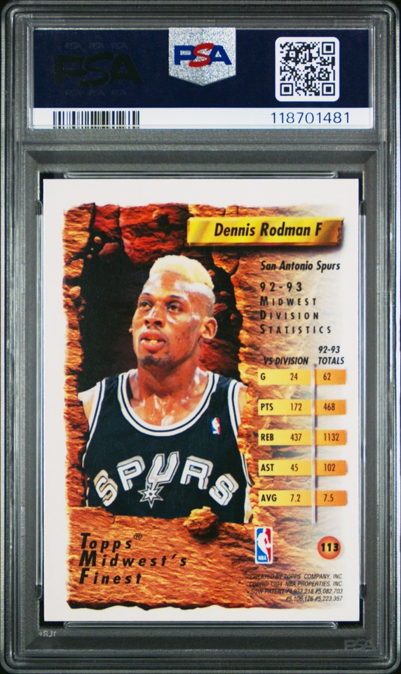 1993 FINEST REFRACTOR #113 DENNIS RODMAN PSA 8 | eBay