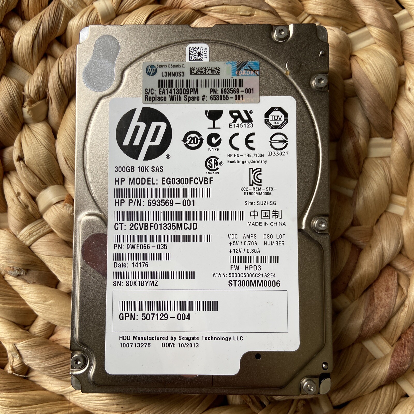 HP 693569-005 Eg0300fcvbf 300gb 10k SAS 2.5" HDD Hard Drive With Caddy ...