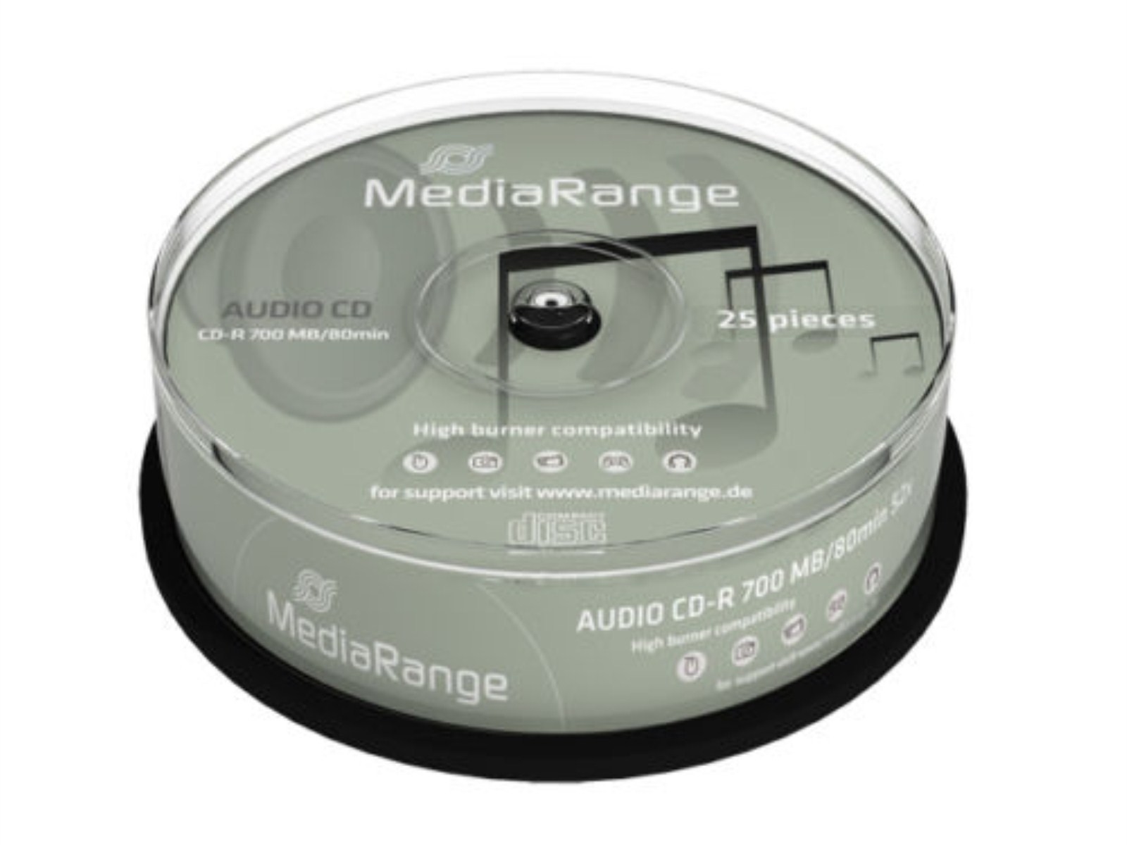 25 x Mediarange recordable audio blank CD-R CDs discs 80Min 52x 700MB ...