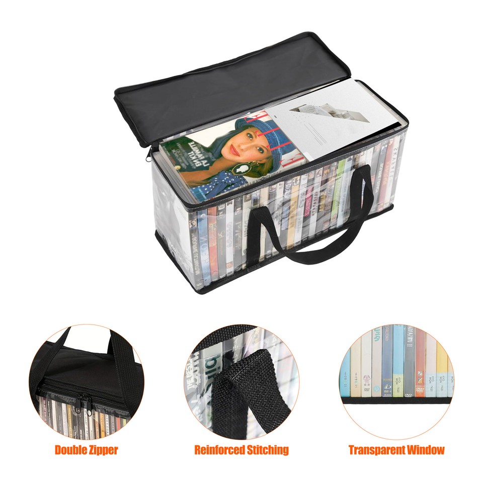 2pcs DVD Storage Bags, Clear Plastic CD Case Holder Media Organizer ...