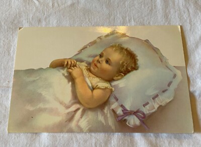 Sweet Used 1950s Dominican Press New Baby Greeting Card w Beautiful ...
