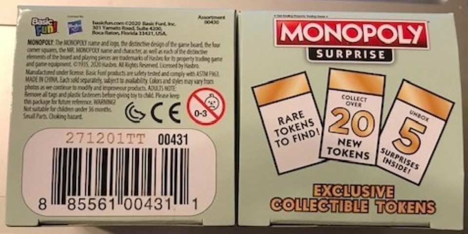 (2) Monopoly Surprise Exclusive Collectible Token Blind Box (5 pieces ...