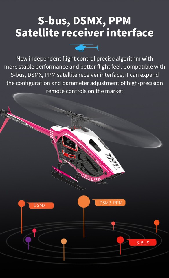YXZNRC RC Helicopter F280 2.4G 6CH 6-Axis Gyro 3D Brushless Motor ...