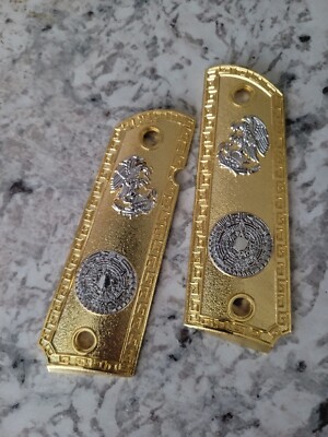 hand gun grips 1911 Gold Color Mexican Eagle Mexican Aztec Sun | eBay