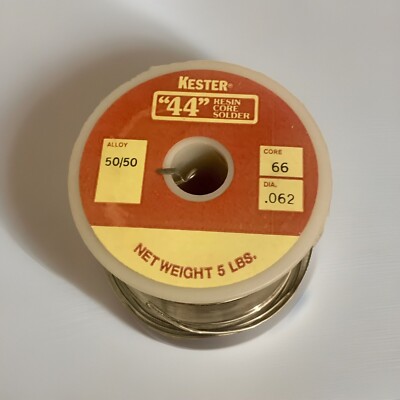 KESTER 44 Resin Core Solder 50/50 #66 .062” 5 lbs Spool Electronics ...