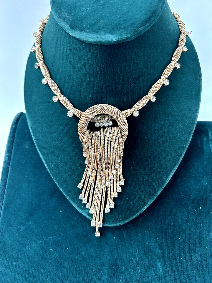 Vintage Hattie Carnegie Rare Waterfall Necklace Rhinestones | eBay