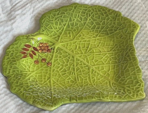 Laurie Gates Ware Lime Green Sculptured Leaf Plate 8.5" X 8" Hand ...