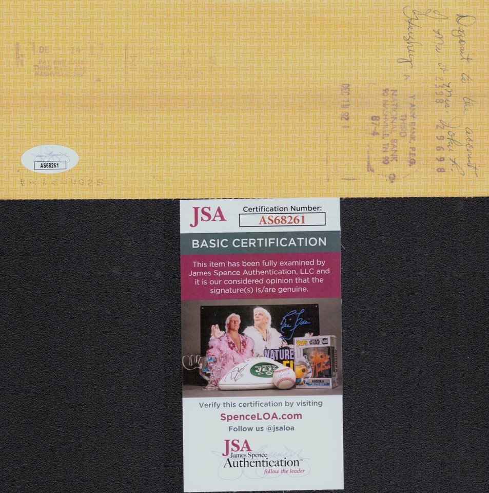 CONWAY TWITTY Signed Autograph Check JSA 261 Made to John Hughey, Steel ...