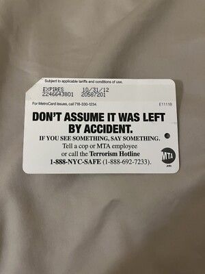 NYCT MTA MetroCard - Don’t Assume It Was Left By Accident | eBay