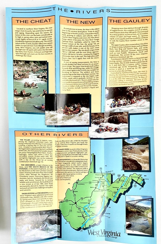 1989 West Virginia Whitewater Rafting Outfitters Excursions VTG Travel ...