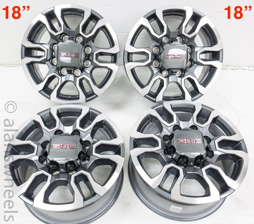 2007-2013 GMC Sierra 2500 3500 HD 18" 8 Lug Wheels Rims | Grey Machined ...