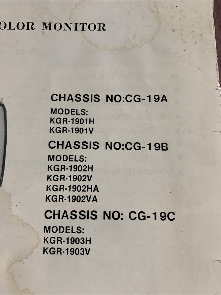 Sampo Cg 19a 19b 19c color monitor,,arcade Video game manual | eBay