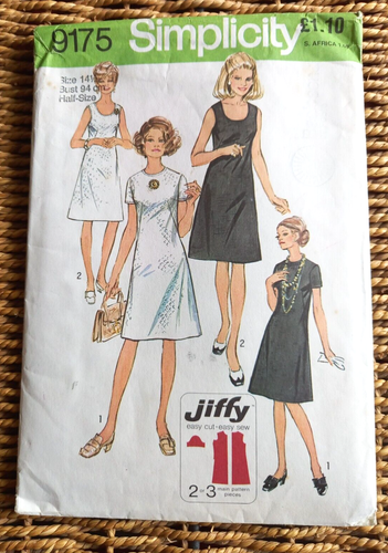 1970s Simplicity Jiffy Sewing Pattern 9175 A Line Mod Dress Size 14.5 ...