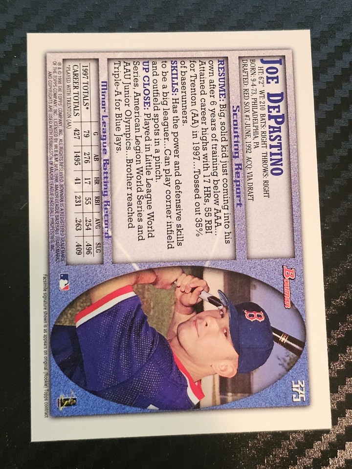 1998 Bowman - International #375 Joe DePastino (RC) Boston Red Sox | eBay