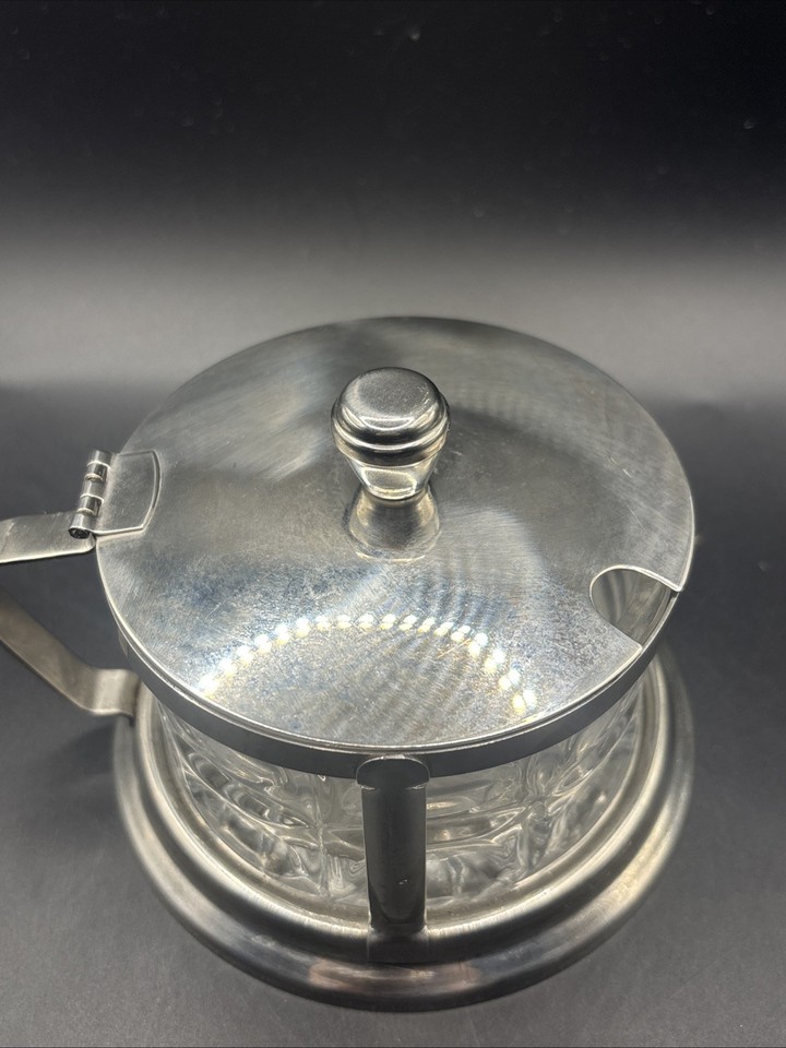 Vintage Mepra Inox Italy 18/8 Stainless Steel Glass Sugar Bowl ...