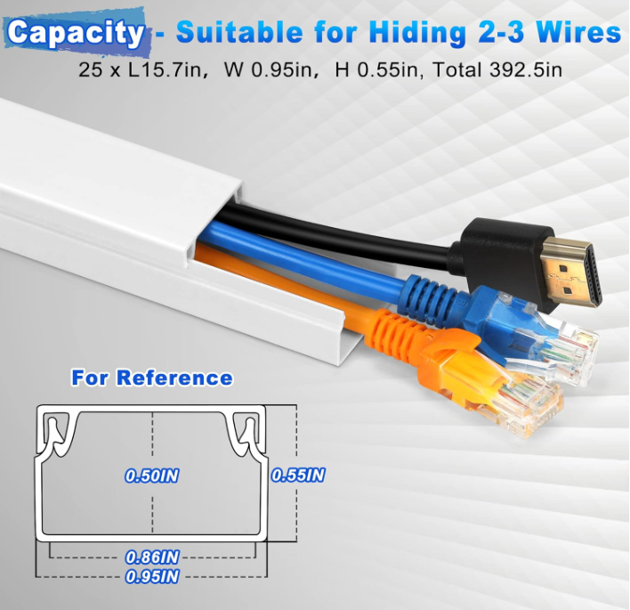 Cord Cover Raceway Kit 392.5 Inch Paintable Cable Concealer Wire Hider ...